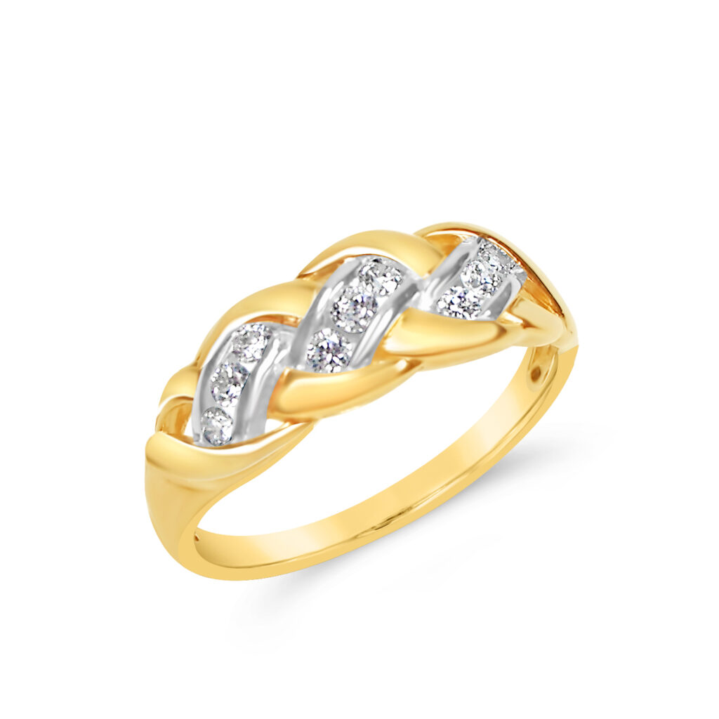 Luxurious 9K Diamond Diagonal Ring - MW Diamond Jeweller
